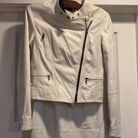 Trina Turk | Jackets & Coats | Trina Turk White Lamb Leather Jacket ...